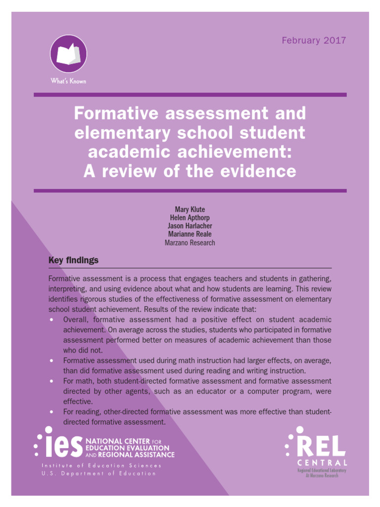 Formative Assessment and Elementary School Student Academic Achievement ...