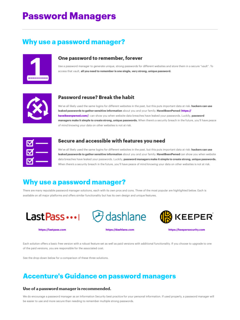 Accenture Password Managers | PDF | Password | Access Control