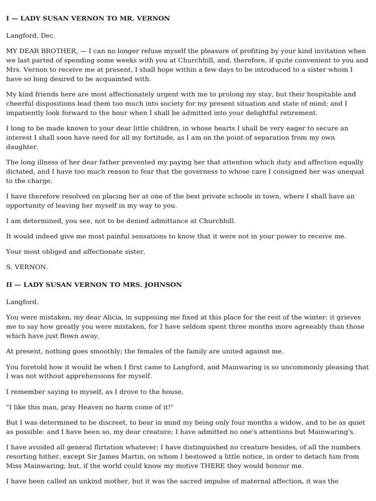 Lady Susan | PDF | Lady Susan