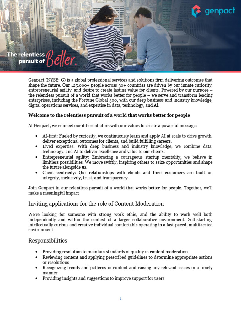 JD - Process Associate, Content Moderation - English | PDF | Artificial ...
