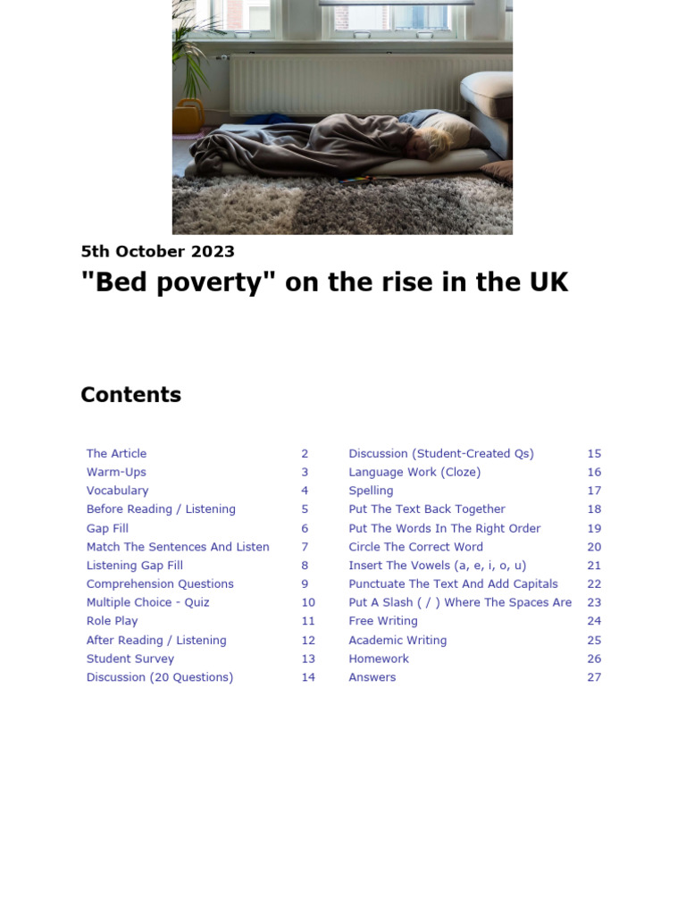 Bed poverty | PDF | Cost Of Living | Poverty
