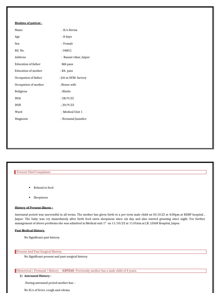 Neonatal Jaundice Case Study Analysis | PDF | Medical Specialties