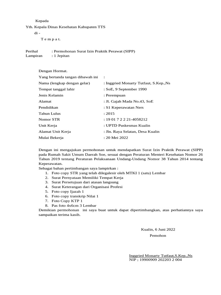 Permohonan Sikp Ke Dinkes | PDF