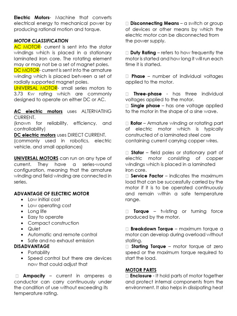 Electric Motor Types and Ratings Guide | PDF | Electric Motor | Power ...