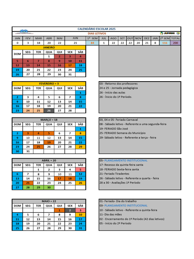Calendário Letivo 2025 - Atual - 03-02-2025 | PDF