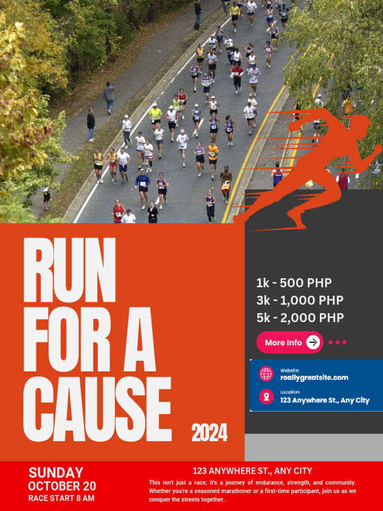 Black and Orange Simple Run For A Cause Poster | PDF