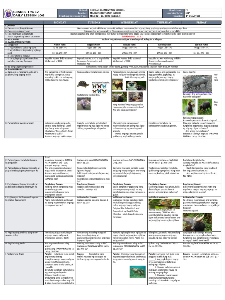 DLL - Esp 4 - Q4 - W4 | PDF