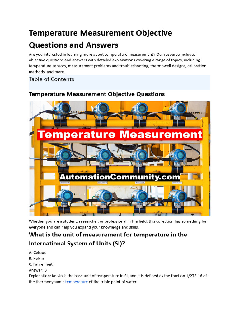 Temperature Measurement Q&A Guide | PDF | Thermocouple | Thermometer