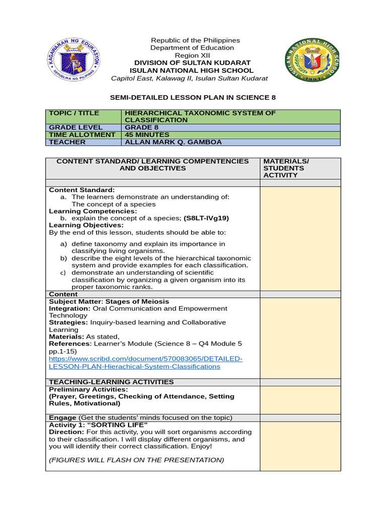 Hierarchical Taxonomic System of Classification | PDF | Taxonomy ...