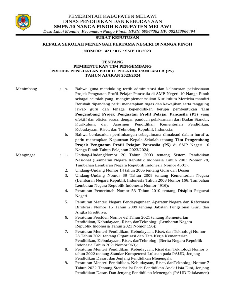 SK TIM FASILITATOR P5 Th. 2023 | PDF