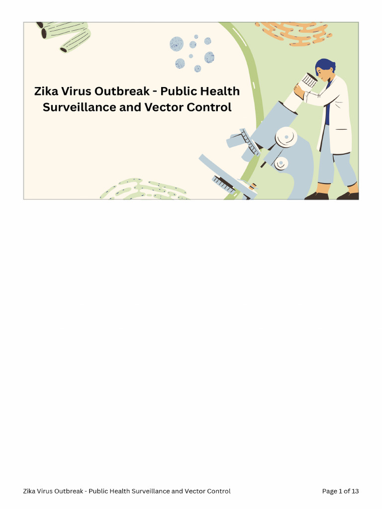 Zika Virus Outbreak - Public Health Surveillance and Vector Control | PDF