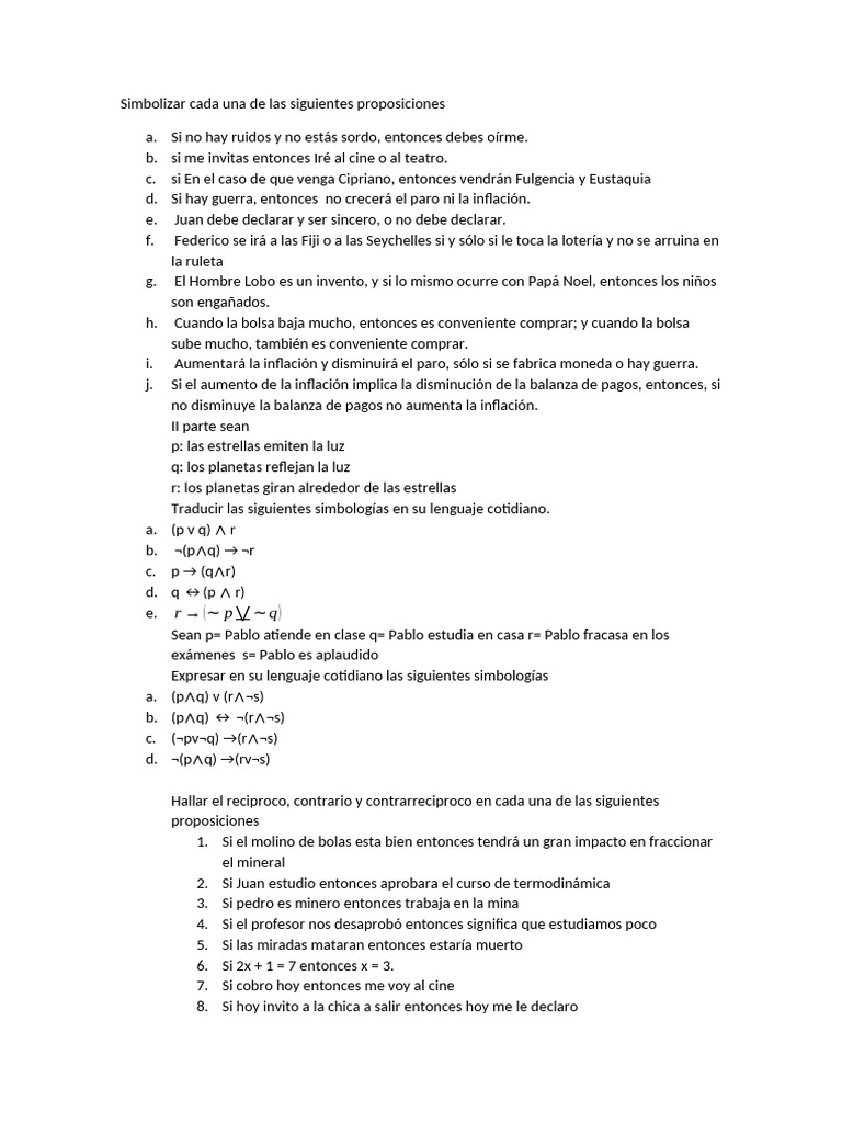 Ejercicio de Logica | PDF | Sintaxis (Lógica) | Lógica matemática