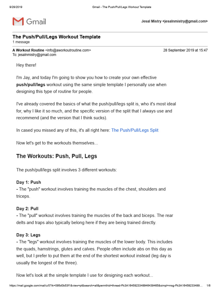 Push/Pull/Legs Workout Template Guide | PDF | Strength Training ...