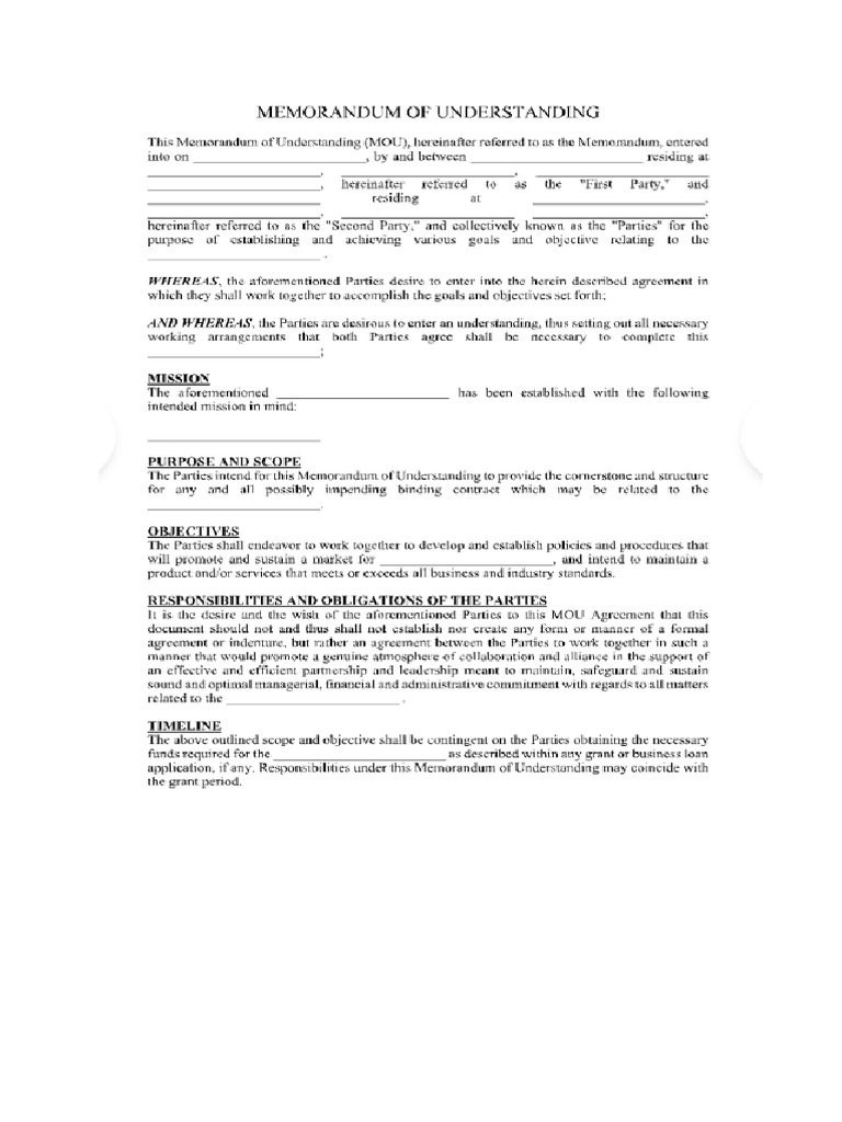 MOA Sample Format 2 | PDF
