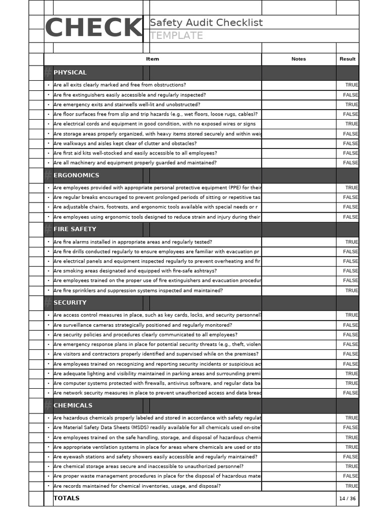 Safety Audit Checklist 14493 | PDF | Securities | Public Safety