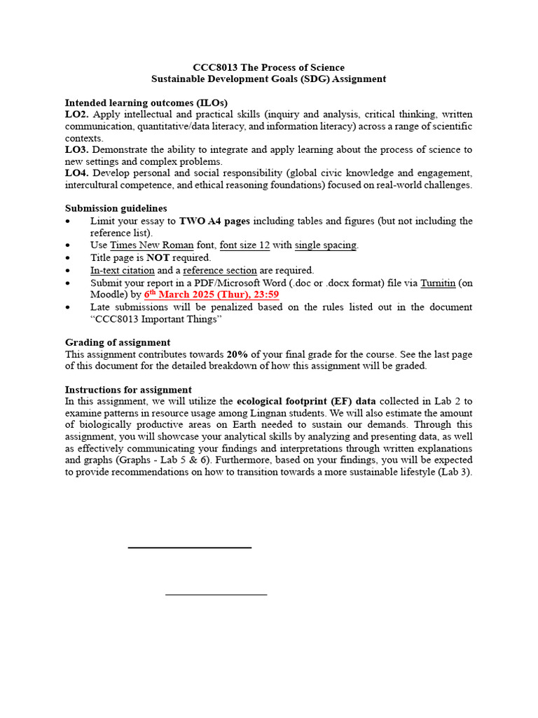 SDGs - Assignment Instruction - Revised | PDF | Data | Statistics