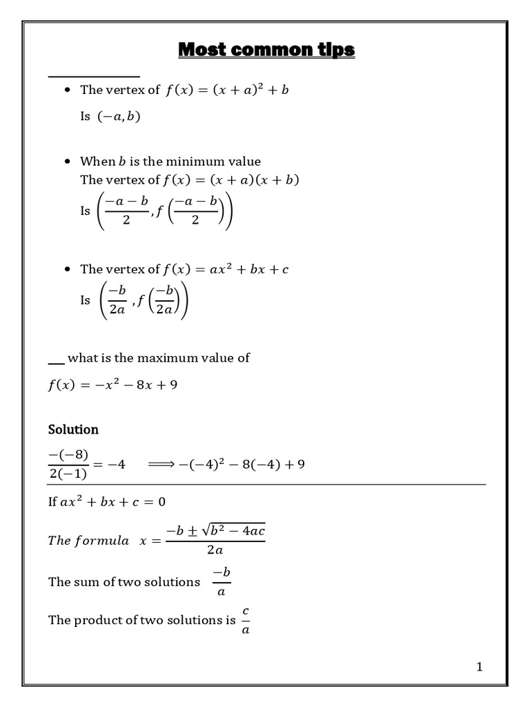 Most Common Tips EST 1 2025 | PDF | Area | Elementary Mathematics