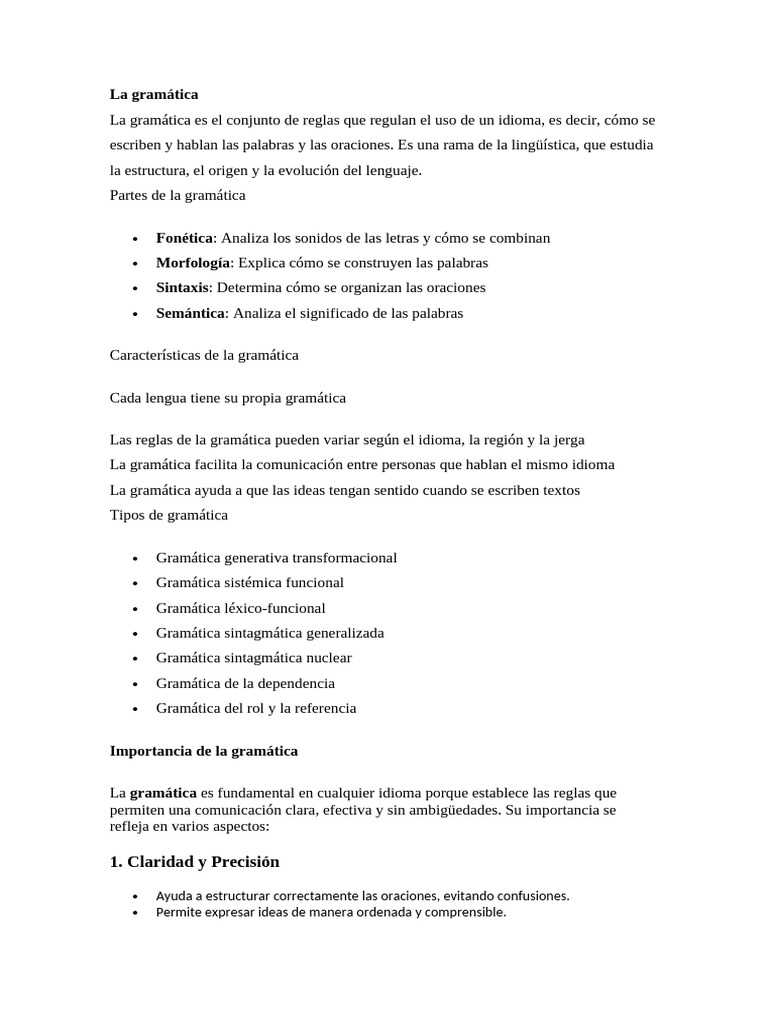 La Gramática | PDF | Gramática | Palabra