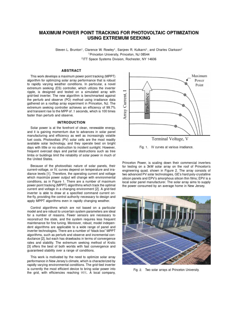 MAXIMUM POWER POINT TRACKING FOR PHOTOVOLTAIC OPTIMIZATION USING ...
