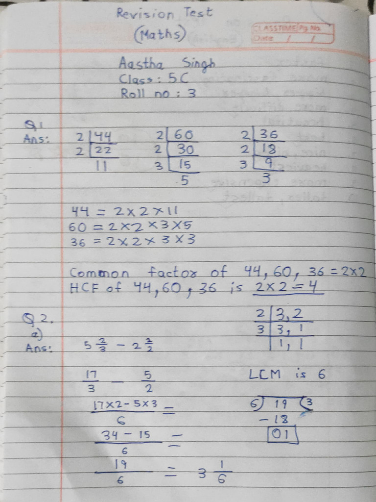 Maths Revision Test | PDF