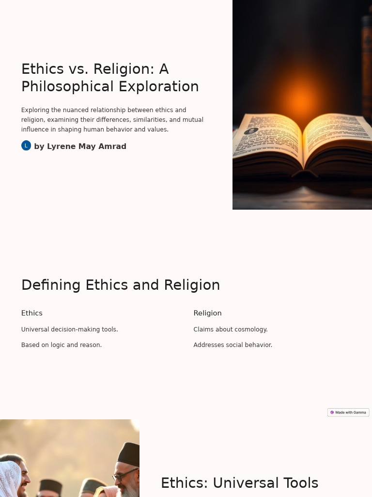 Ethics and Religion: Key Differences | PDF