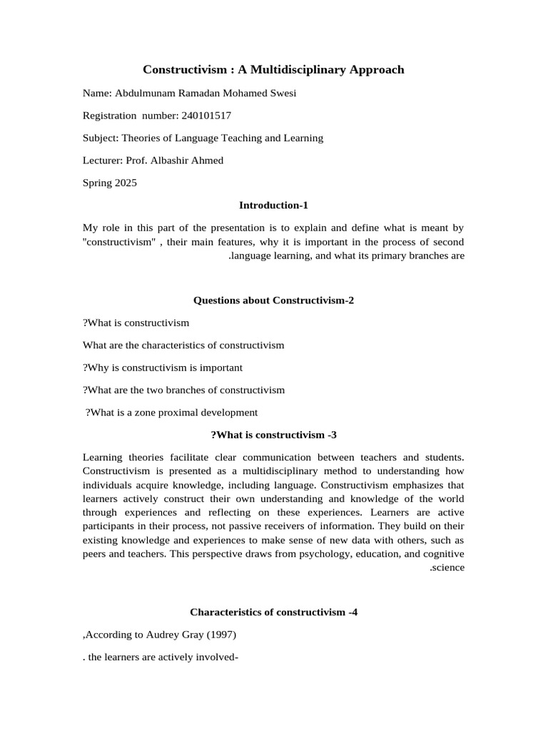 Constructivism (1) | PDF | Constructivism (Philosophy Of Education) | Cognitive Science
