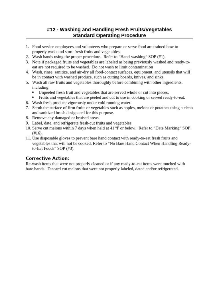 Washing Handling Sop | PDF