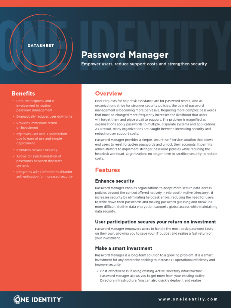 Password Manager Datasheet 122769 | PDF | Password | User (Computing)