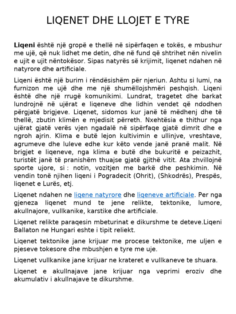 Liqenet Dhe Llojet E Tyre Pdf