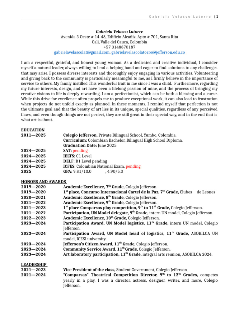 Gabriela Velasco Latorre-Cv English | PDF