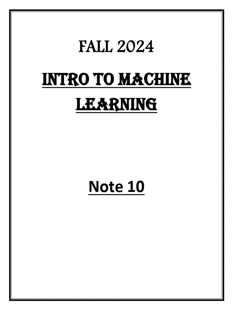Note 10 Intro To ML | PDF