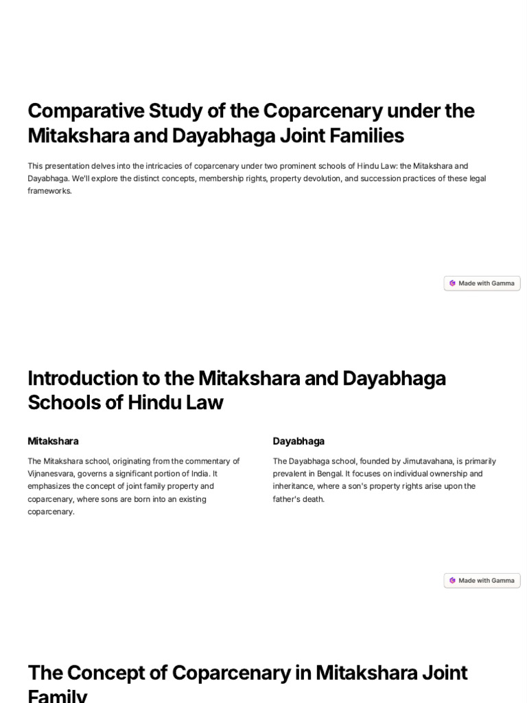 Comparative Study of The Coparcenary Under The Mitakshara and Dayabhaga ...