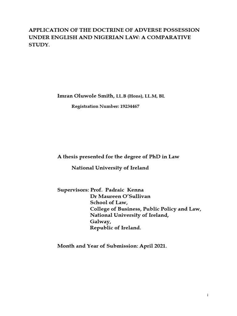 Complete Phd Thesis | PDF | Adverse Possession | Justice