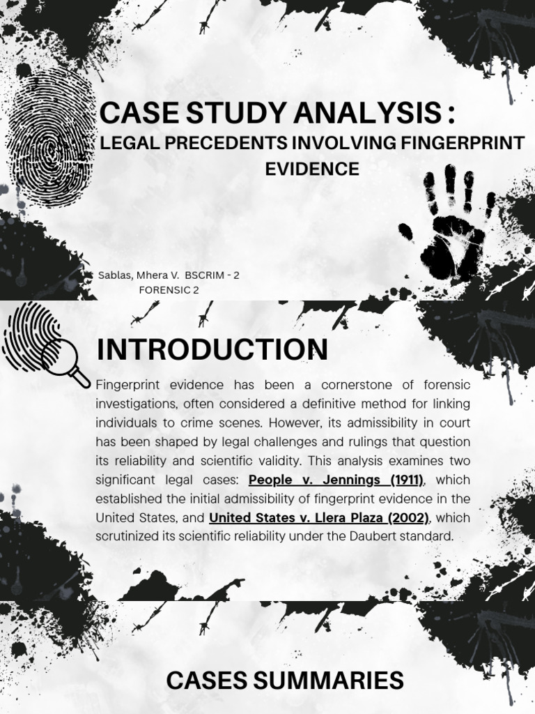 Case Study Analysis | PDF | Fingerprint | Daubert Standard