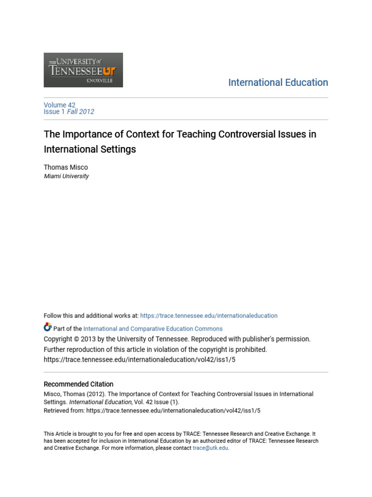 Importance of Context | PDF | Curriculum | Teachers
