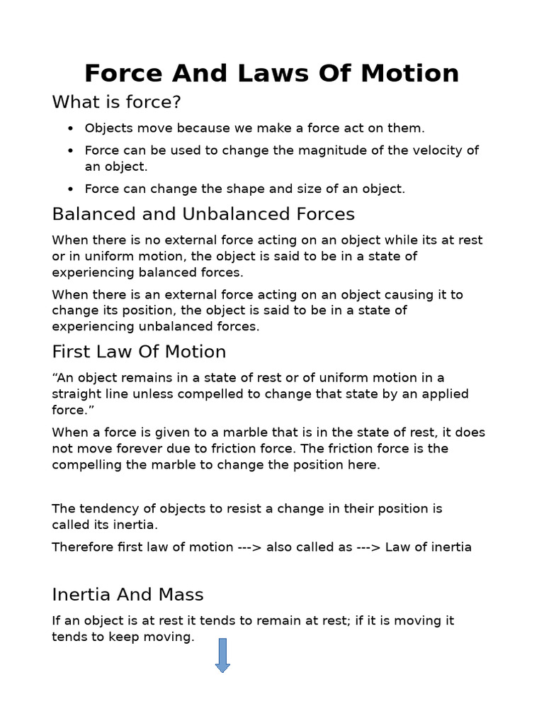 Force and Laws of Motion | PDF | Force | Inertia
