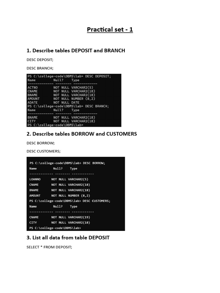 DBMS - Lab Manual - Sol | PDF