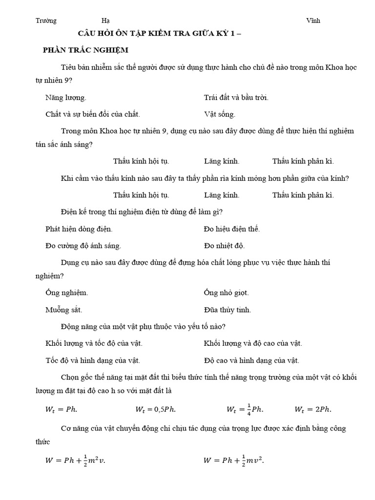Cau Hoi On Tap Ktgk1 - nh2024 - 2025 | PDF
