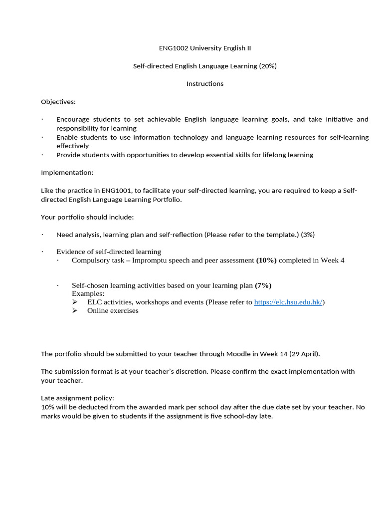 SDL Portfolio Instructions and Descriptors For Students | PDF ...
