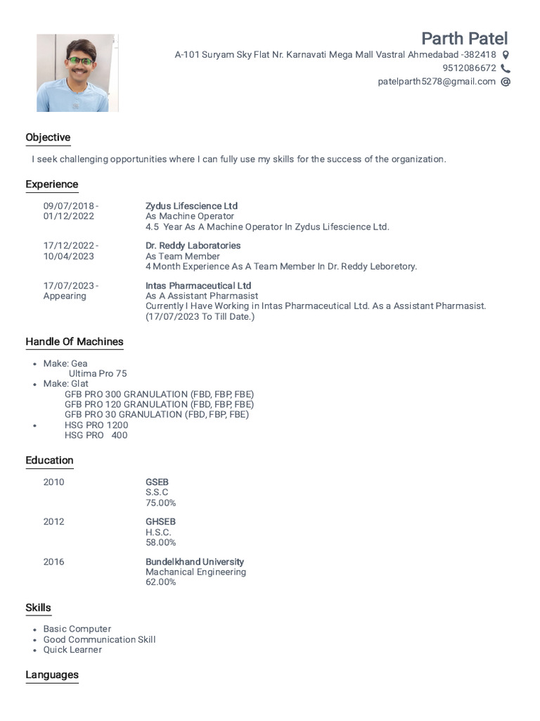 Parth Patel's Professional Resume | PDF
