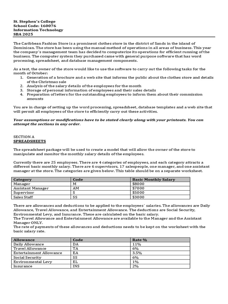 Spreadsheet Part SBA 2025 | PDF | Worksheet | Spreadsheet