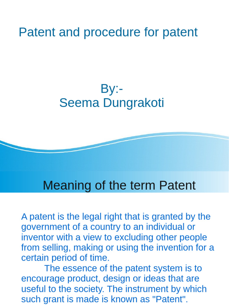 Patent and Procedure For Patent | PDF | Patent | Glossary Of Patent Law Terms