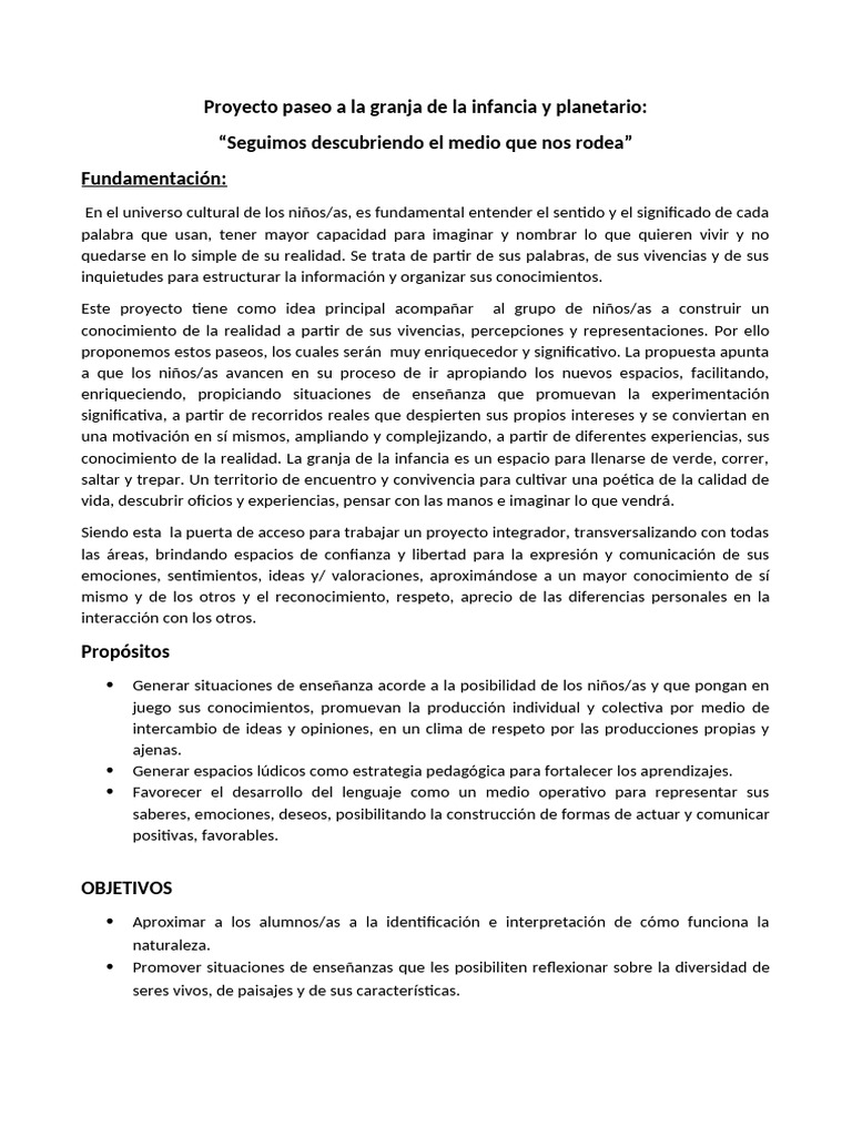 Proyecto Granja | PDF | Conocimiento | Enseñando