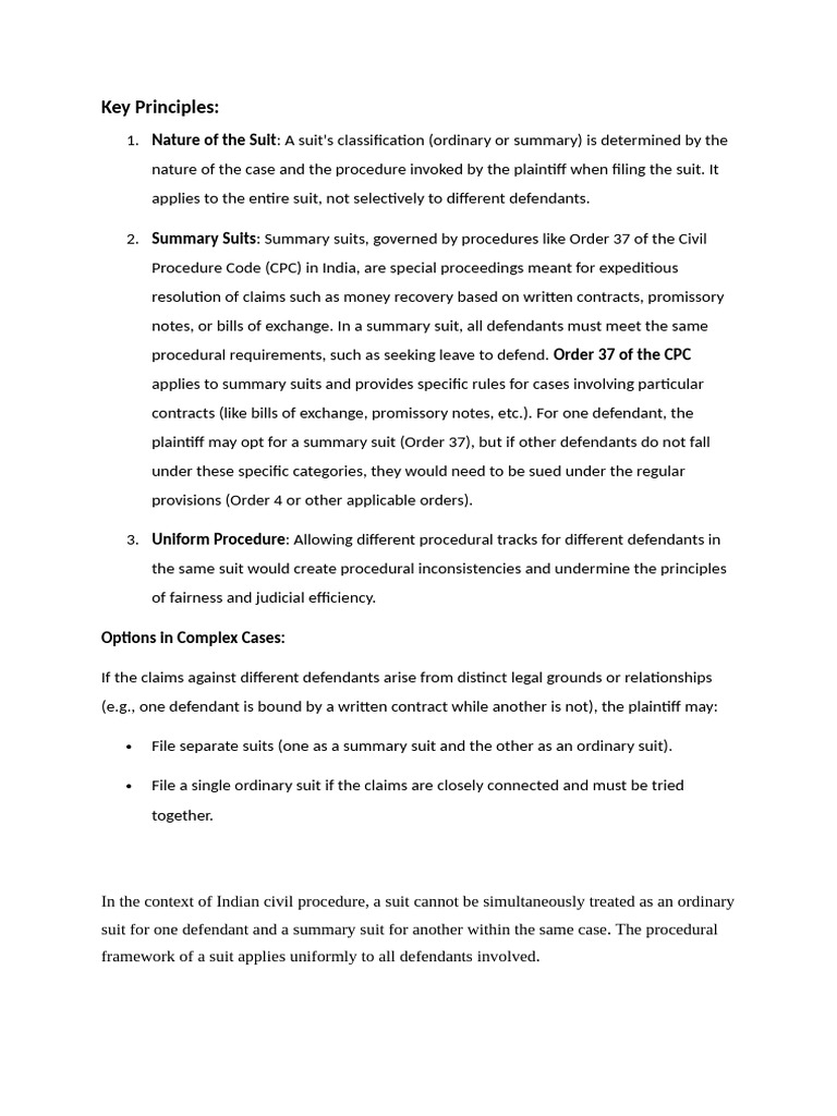 Summary and Ordinary Suit | PDF | Lawsuit | Summary Judgment