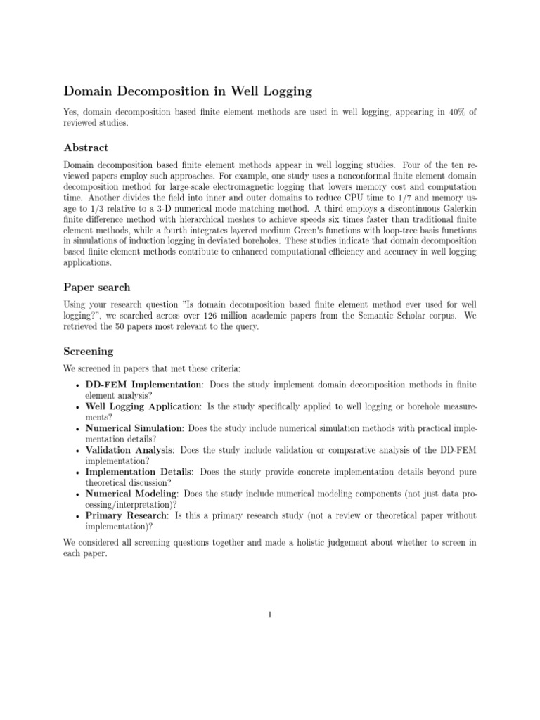 Elicit - Domain Decomposition in Well Logging - Report | PDF | Finite Element Method ...