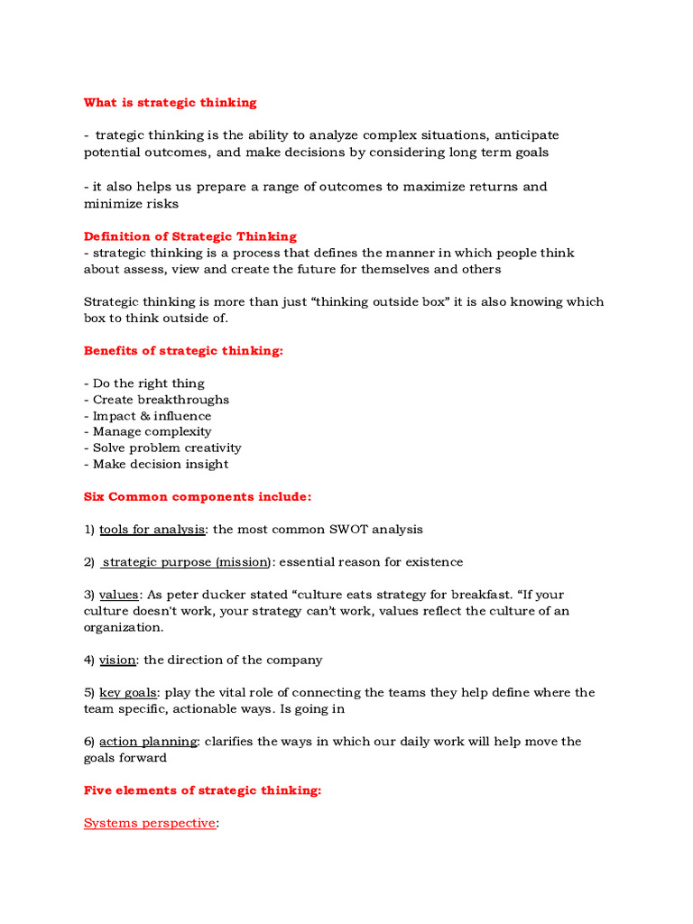 Strategic Thinking | PDF