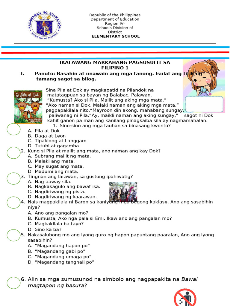 Q2 Filipino Exam | PDF