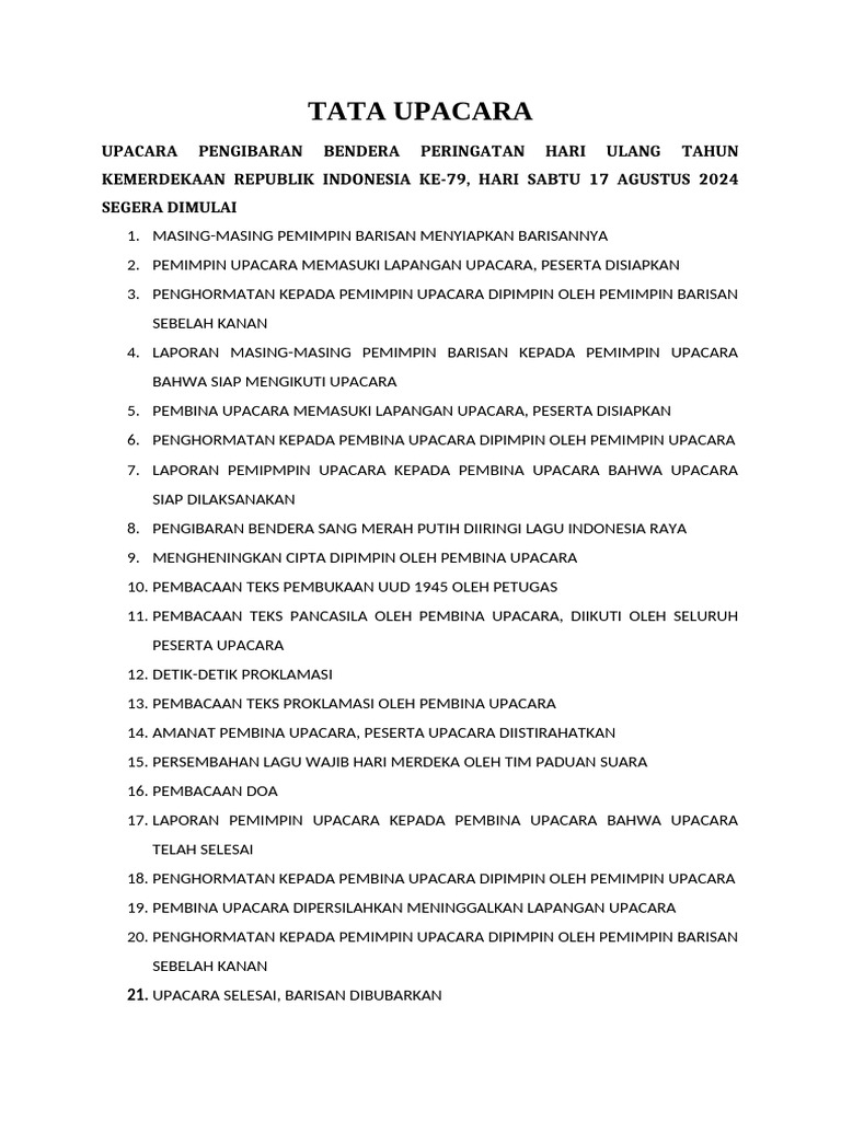 TEKS PROTOKOL 17 AGUSTUS 2024-1 | PDF