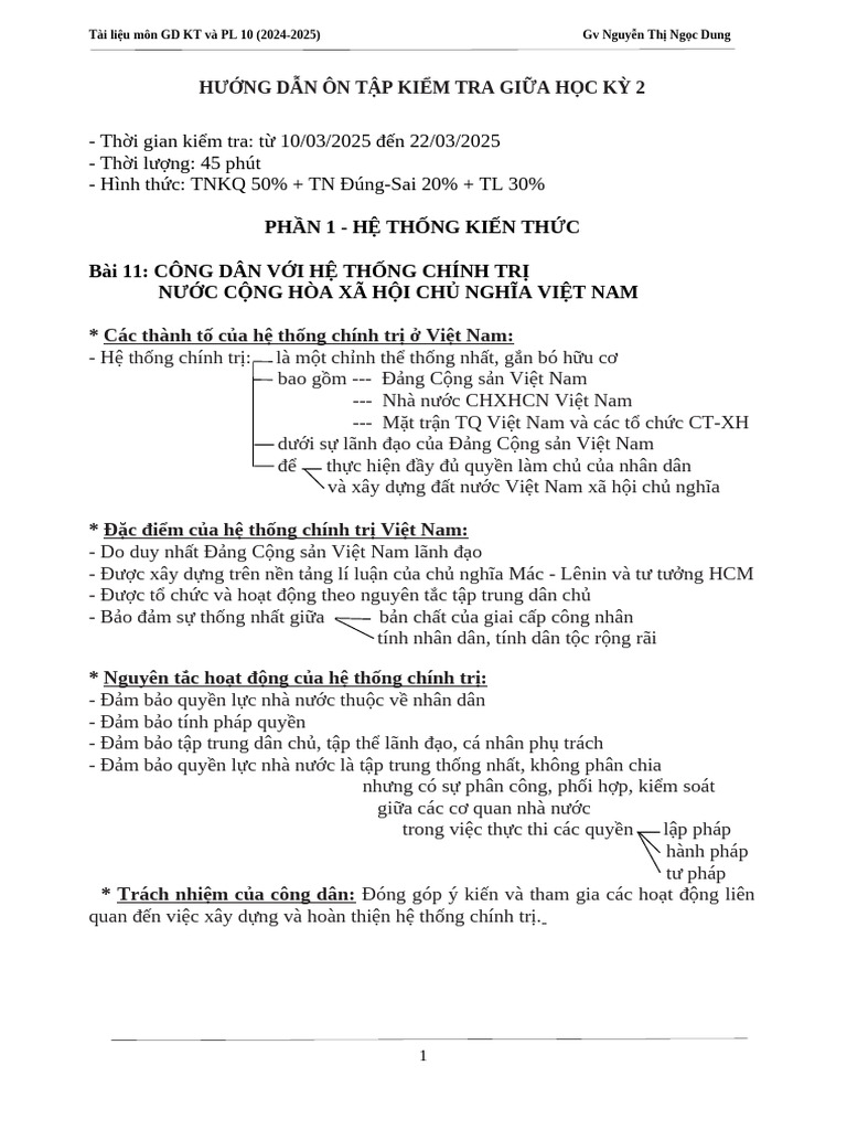 ON TAP KT GIUA KY 2 (có bài tập) - HS | PDF