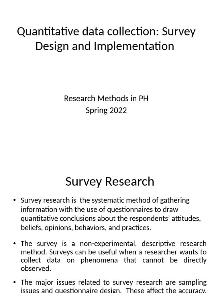 Lecture 9 Survey Design and Implementation | PDF | Survey Methodology ...